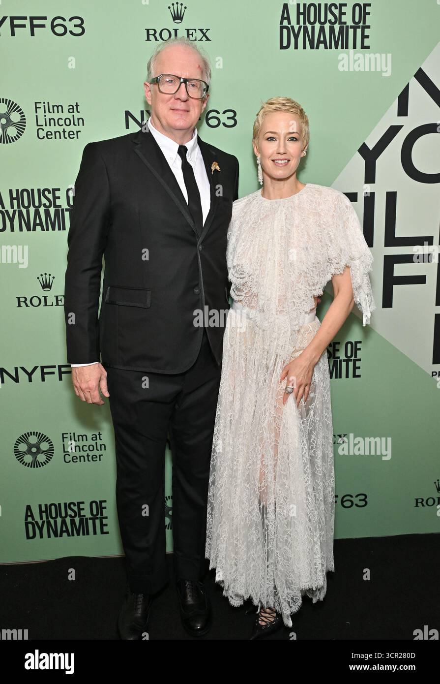 Tracy Letts, left, and Carrie Coon attend the premiere of "A House of ...