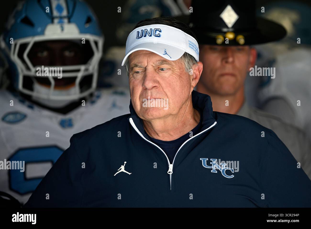 North Carolina head coach Bill Belichick waits to take the field before ...