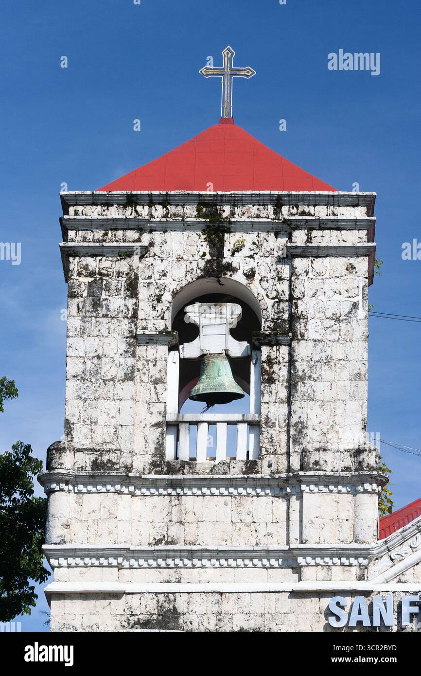 Historic bell at the belfry of Liloan Church in Cebu, Philippines ...