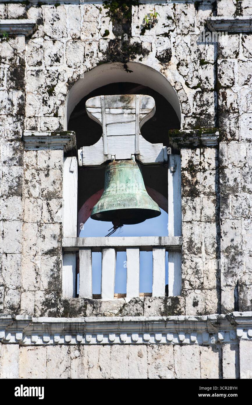 Historic bell at the belfry of Liloan Church in Cebu, Philippines ...