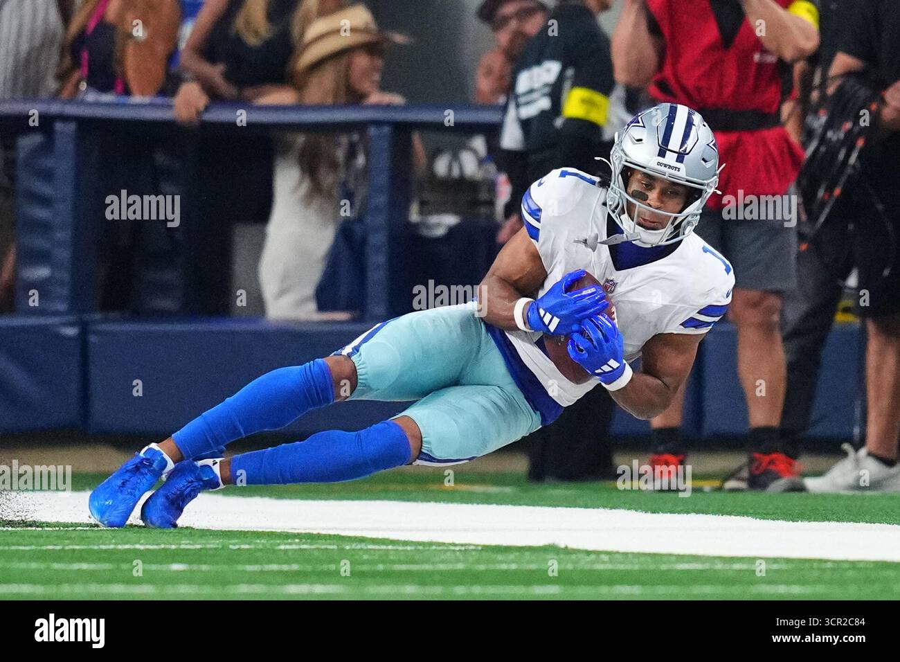 Dallas Cowboys wide receiver Jalen Tolbert catches a long pass along ...