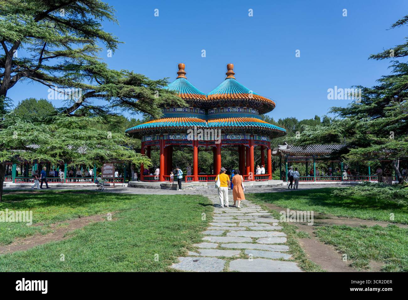 Beijing, China - September 14, 2025 : Ornate green-roofed pavilions ...