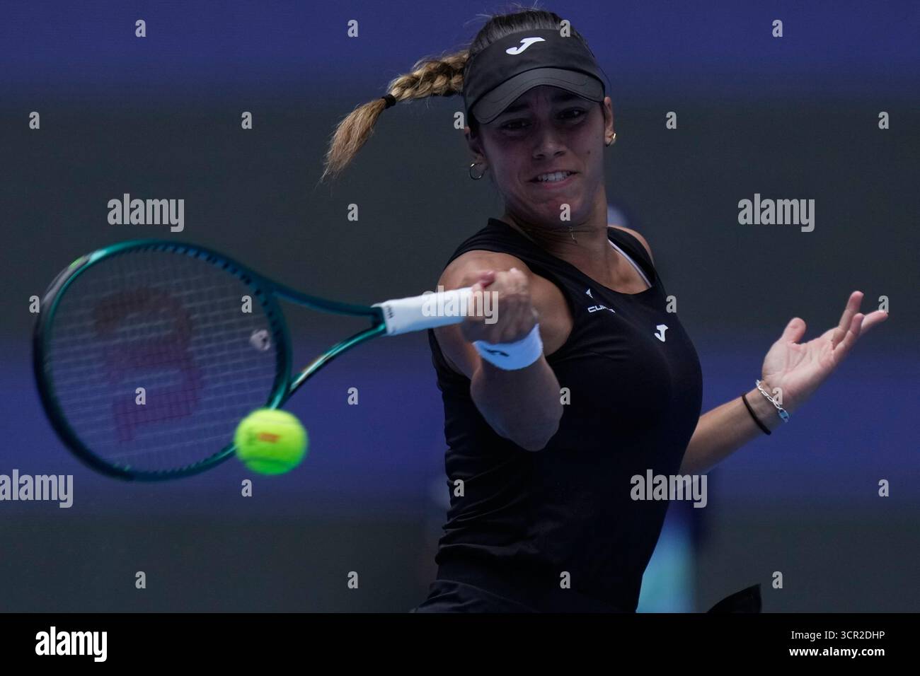 Jessica Bouzas Maneiro, of Spain returns a forehand shot to Mirra ...