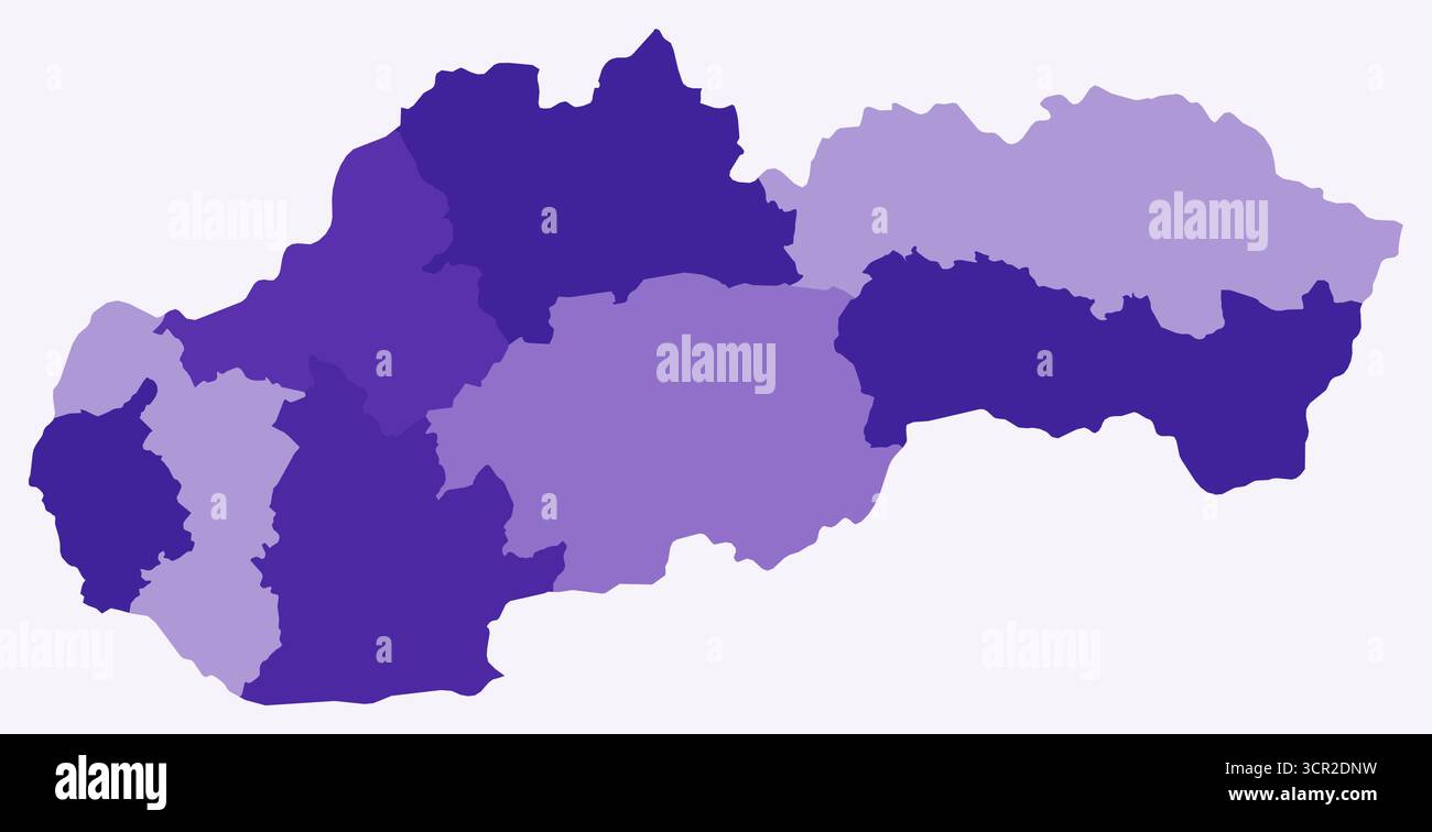 Map of Slovakia with regions. Simple country border map with region ...