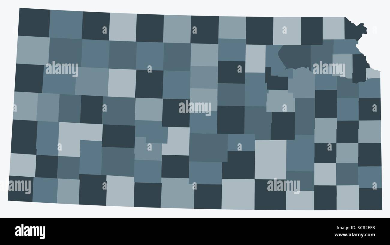 Map of Kansas with counties. Just a simple state border map with county ...