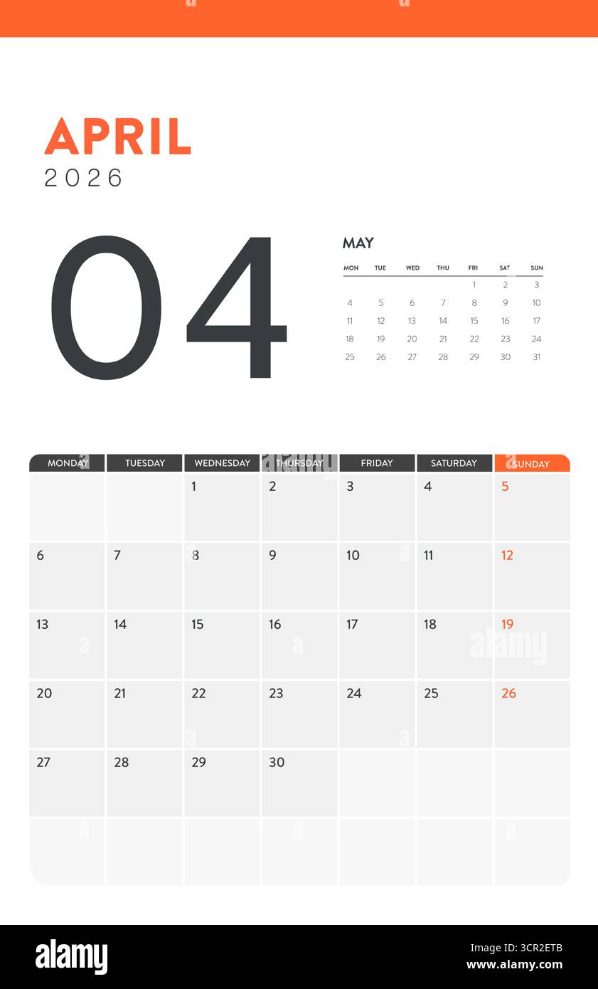 2026 Business calendar vector layout, Modern Minimal Wall Desk Monthly ...