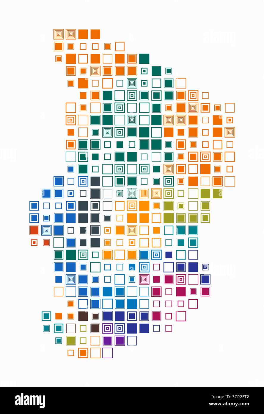 Chad, shape of the country built of colored cells. Digital style map of ...
