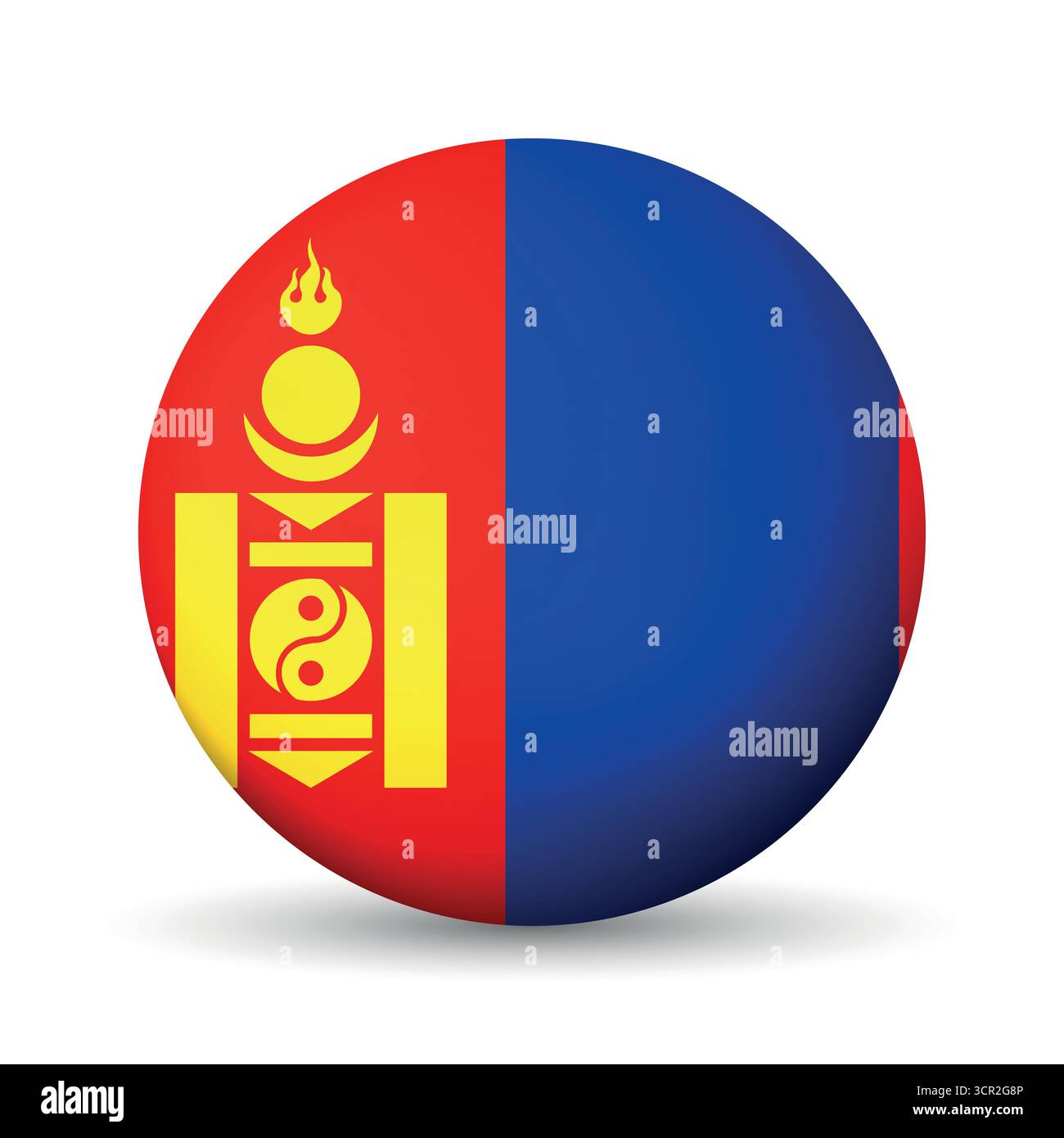 Glass light ball with flag of Mongolia. Round sphere, template icon ...