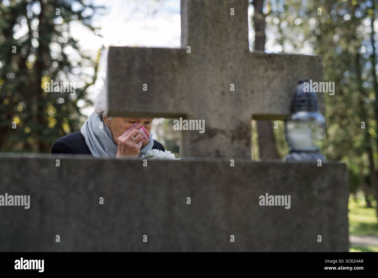 Grief woman elderly woman cemetery hi-res stock photography and images ...