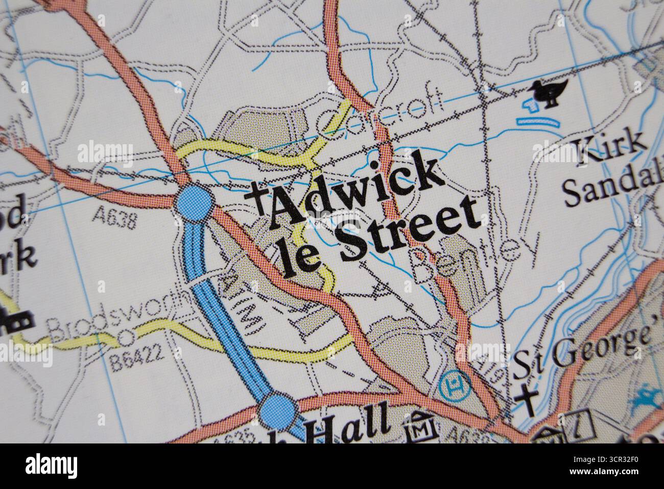 Adwick le Street - United Kingdom colour atlas map town name of the ...