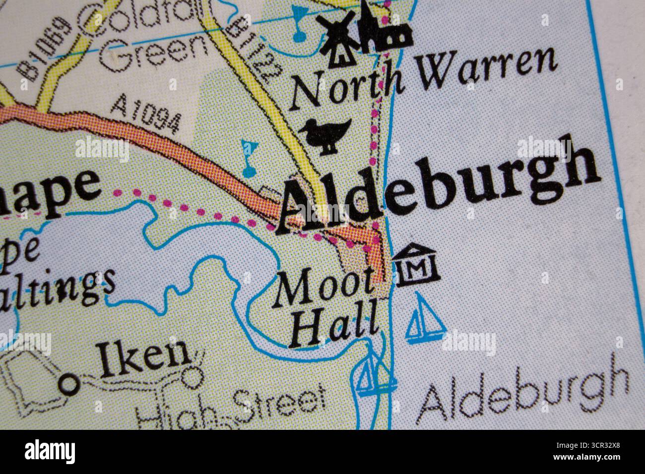 Aldeburgh - United Kingdom colour atlas map town name of the area Stock ...