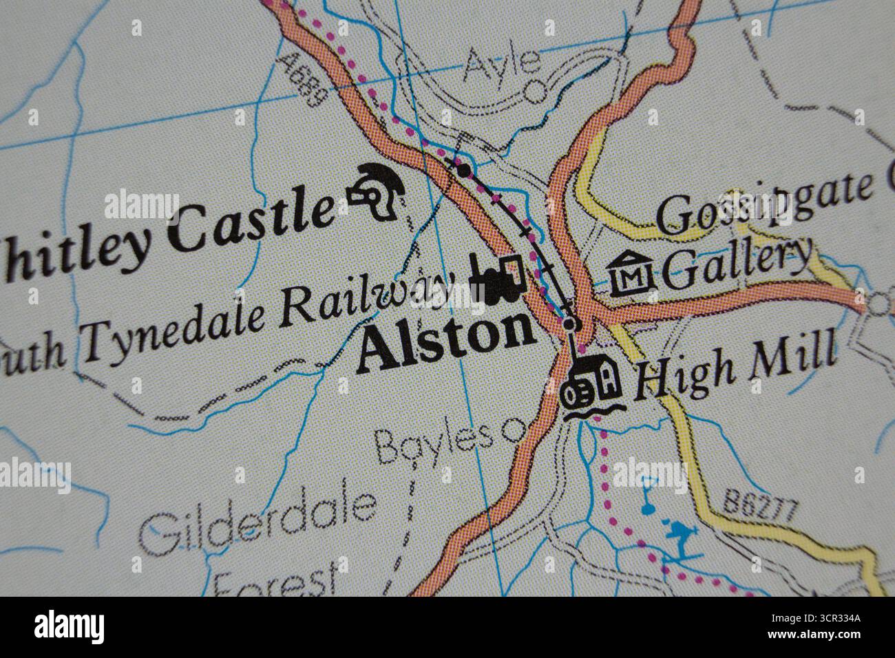 Alston - United Kingdom colour atlas map town name of the area Stock ...