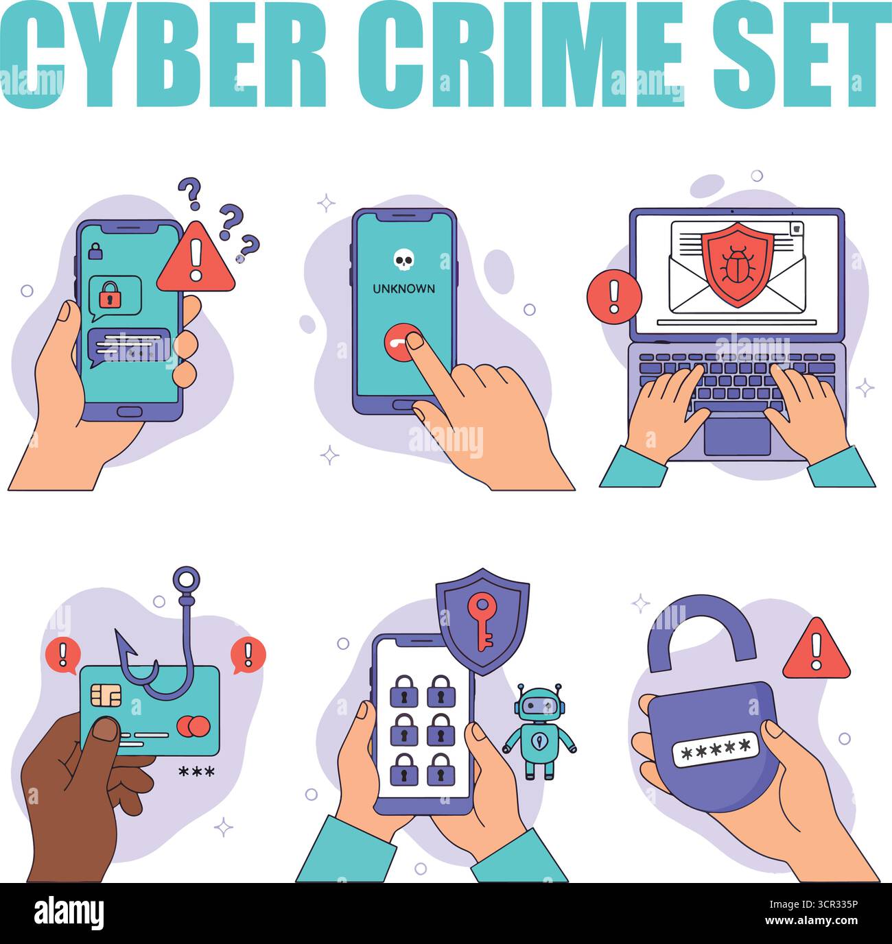 Icons cyber fraud Stock Vector Images - Alamy