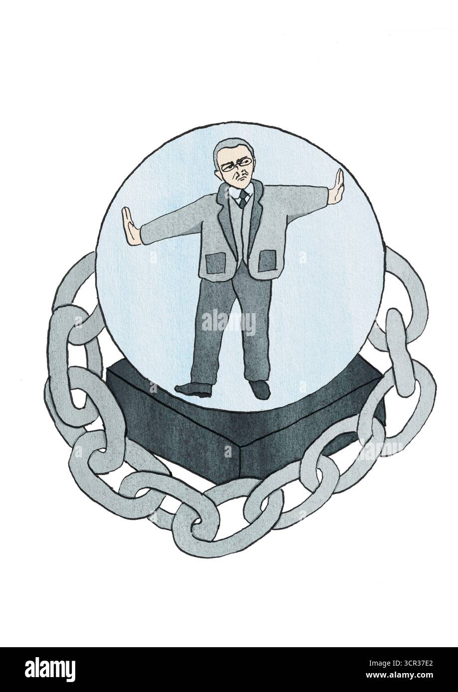 Surreal watercolor and ink illustration of Carl Jung enclosed in a ...