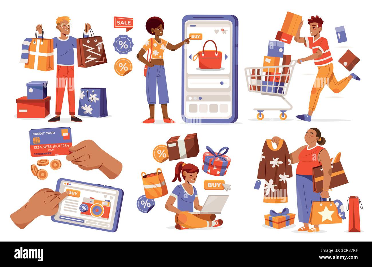 Shopping habits vector vectors hi-res stock photography and images - Alamy