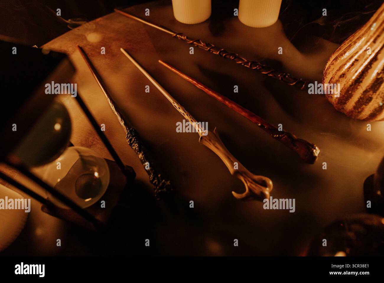 Beautiful Magic Wands, Different Types Of Wooden Sticks On Fairy Table ...