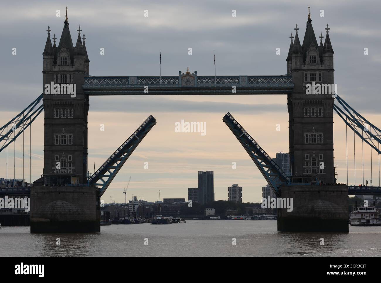 Tower Bridge opening for the Waverley Paddle Steamer, London on 28th ...