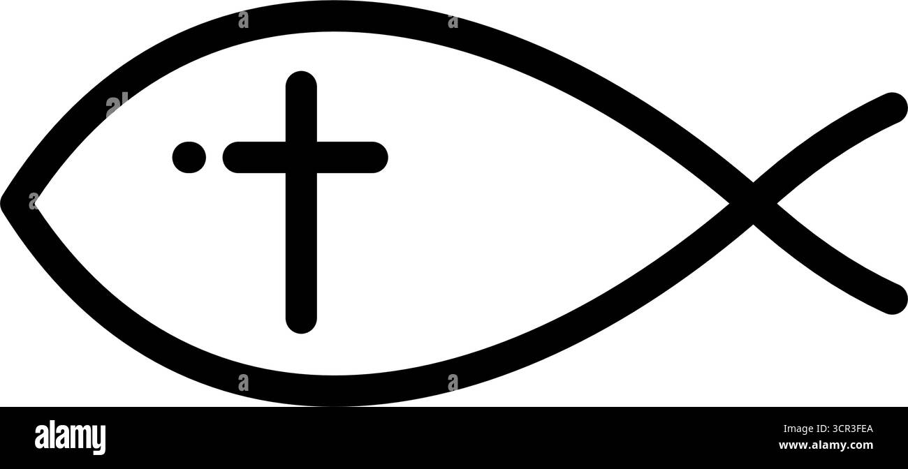 Christian ichthys fish with cross symbol - vector icon Stock Vector ...