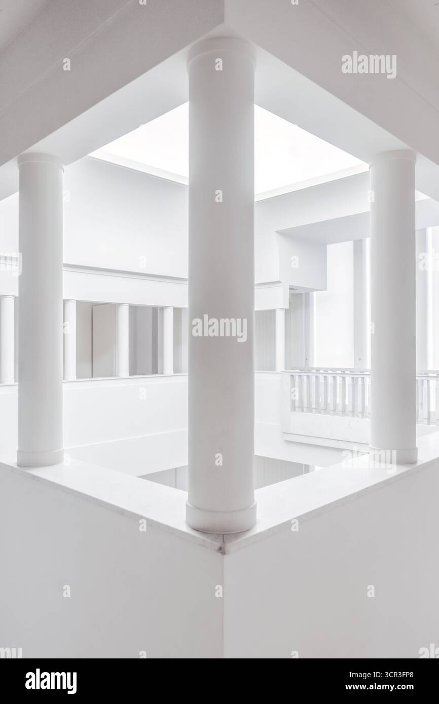 Upper floor view of Villa Serralves Art Deco mansion interior courtyard ...