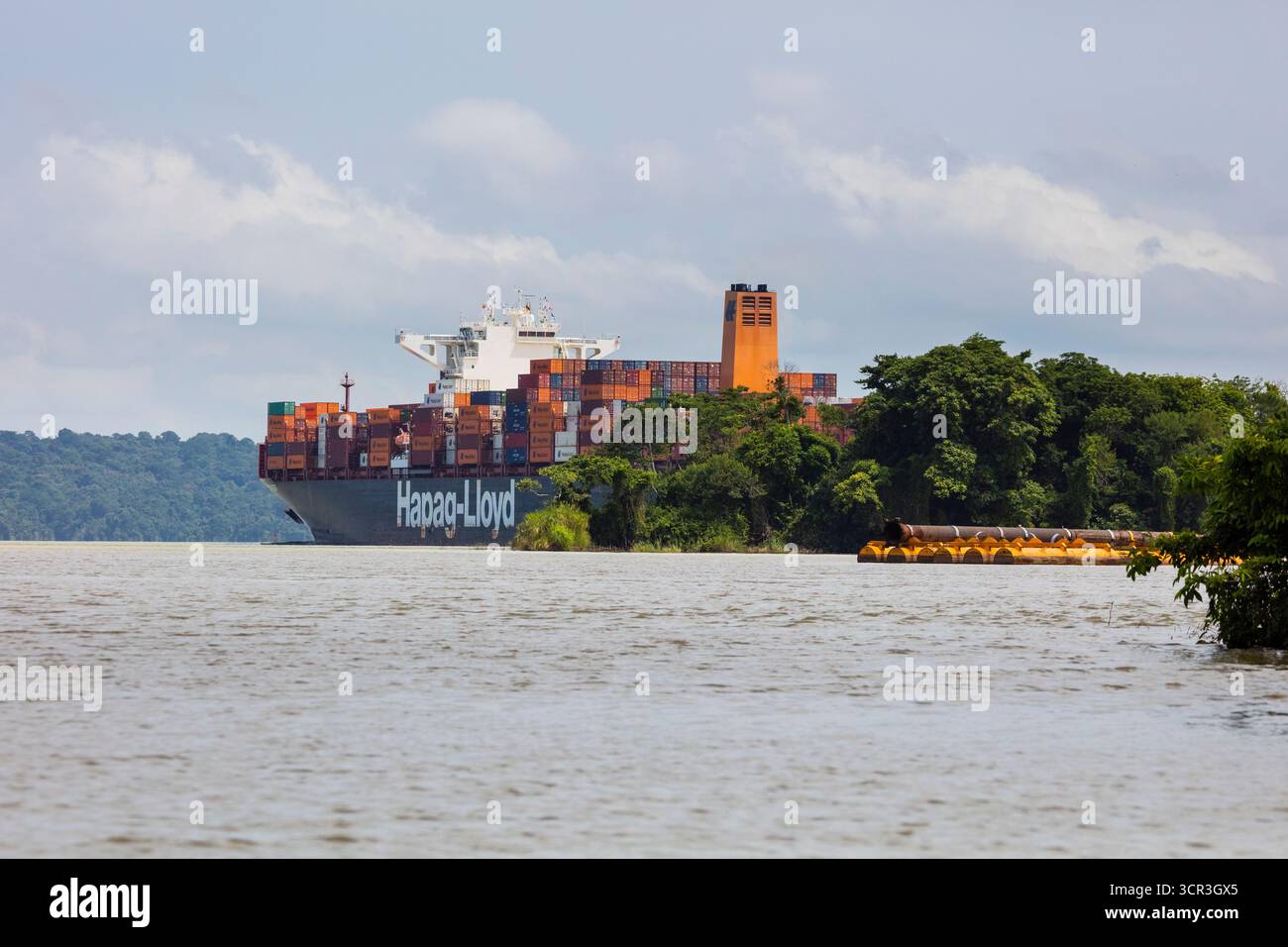 The container ship Guayaquil Express is making the Panama Canal transit ...