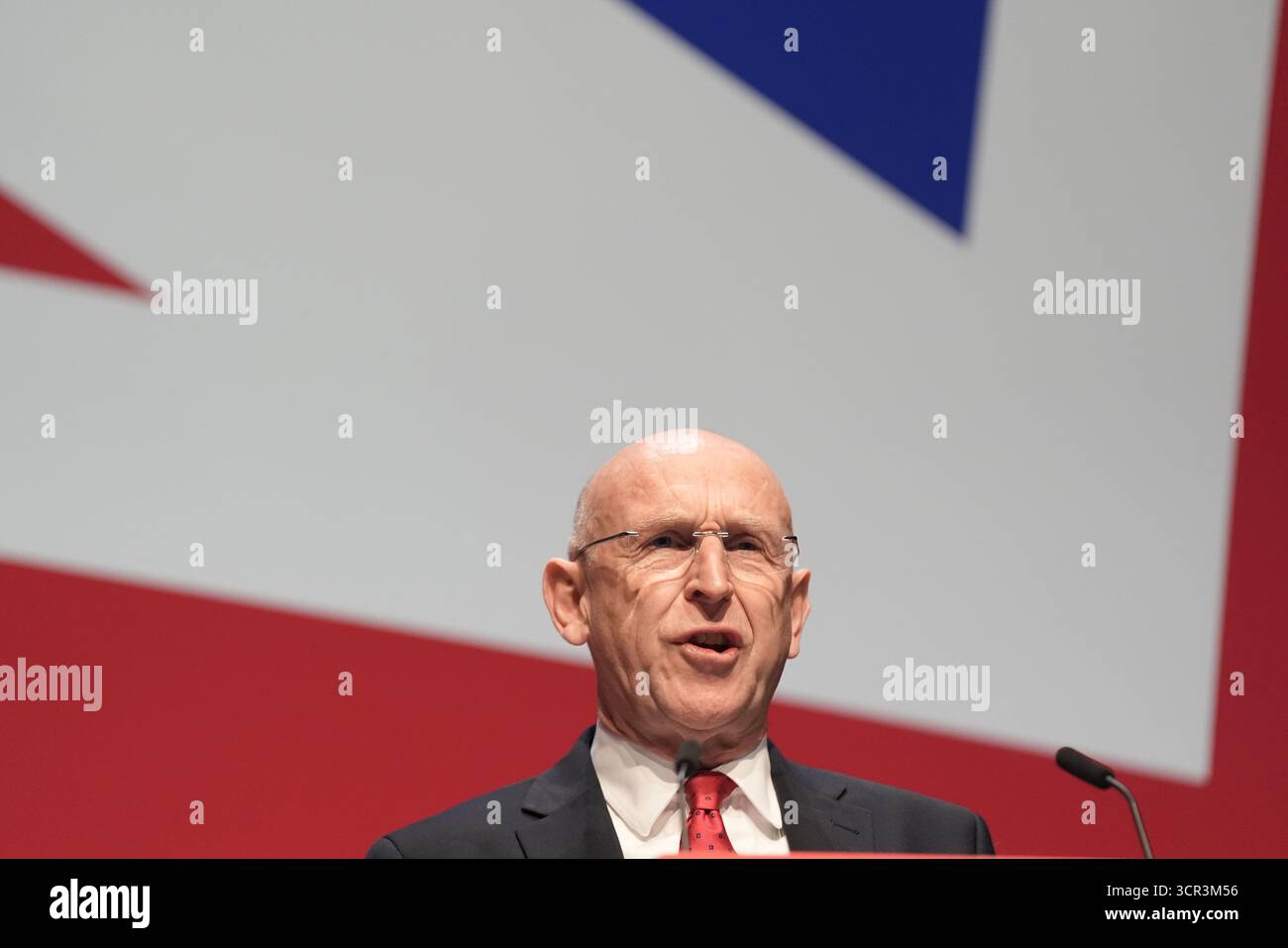 Defence Secretary John Healey speaking during the Labour Party ...