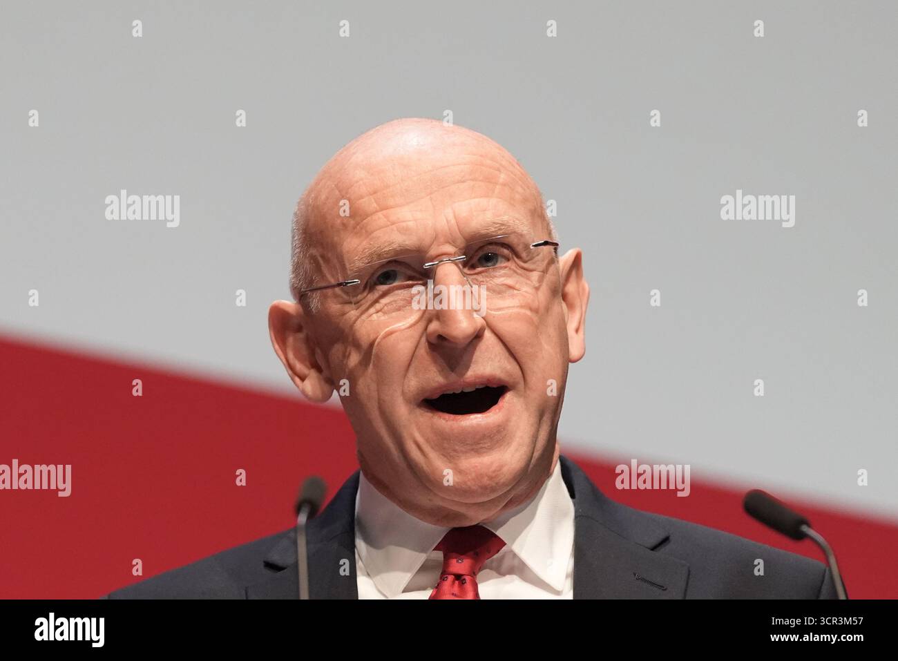 Defence Secretary John Healey speaking during the Labour Party ...