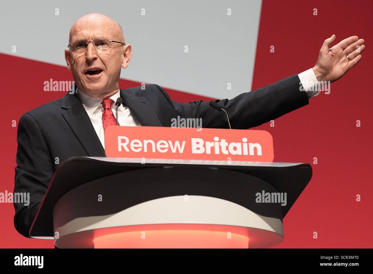 Defence Secretary John Healey speaking during the Labour Party ...