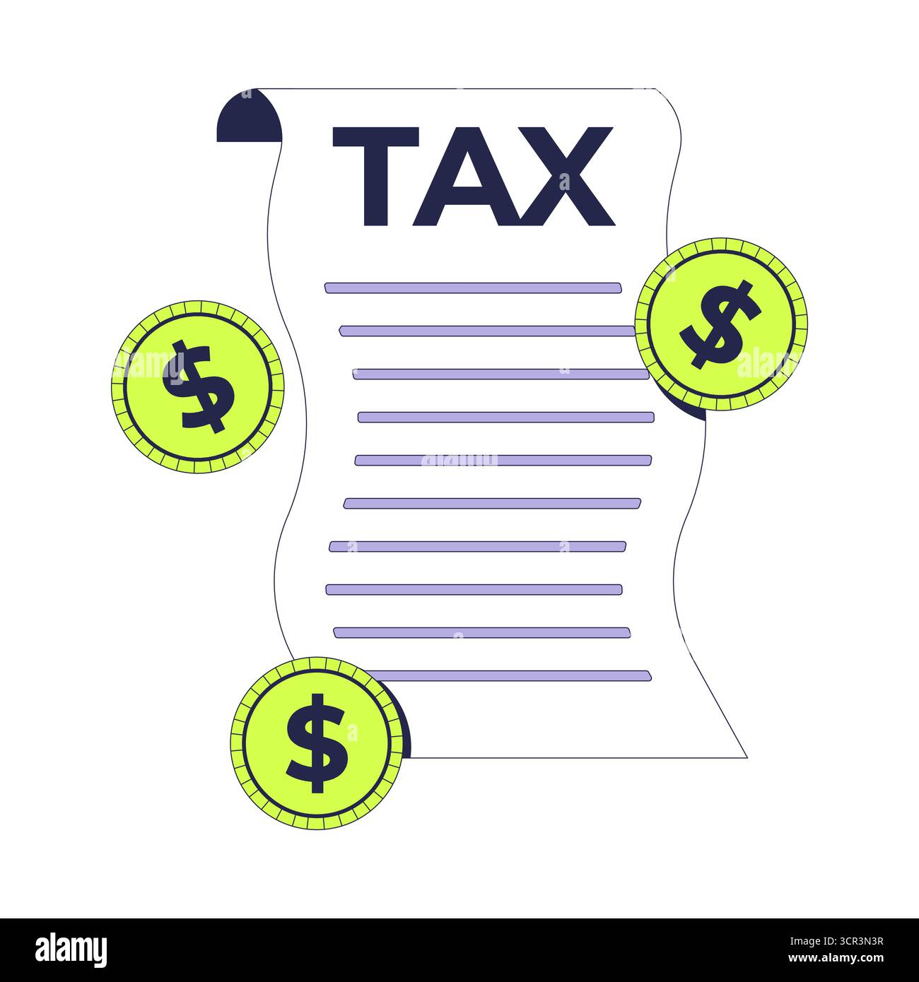 Tax document with dollar coins 2D cartoon object Stock Vector Image ...