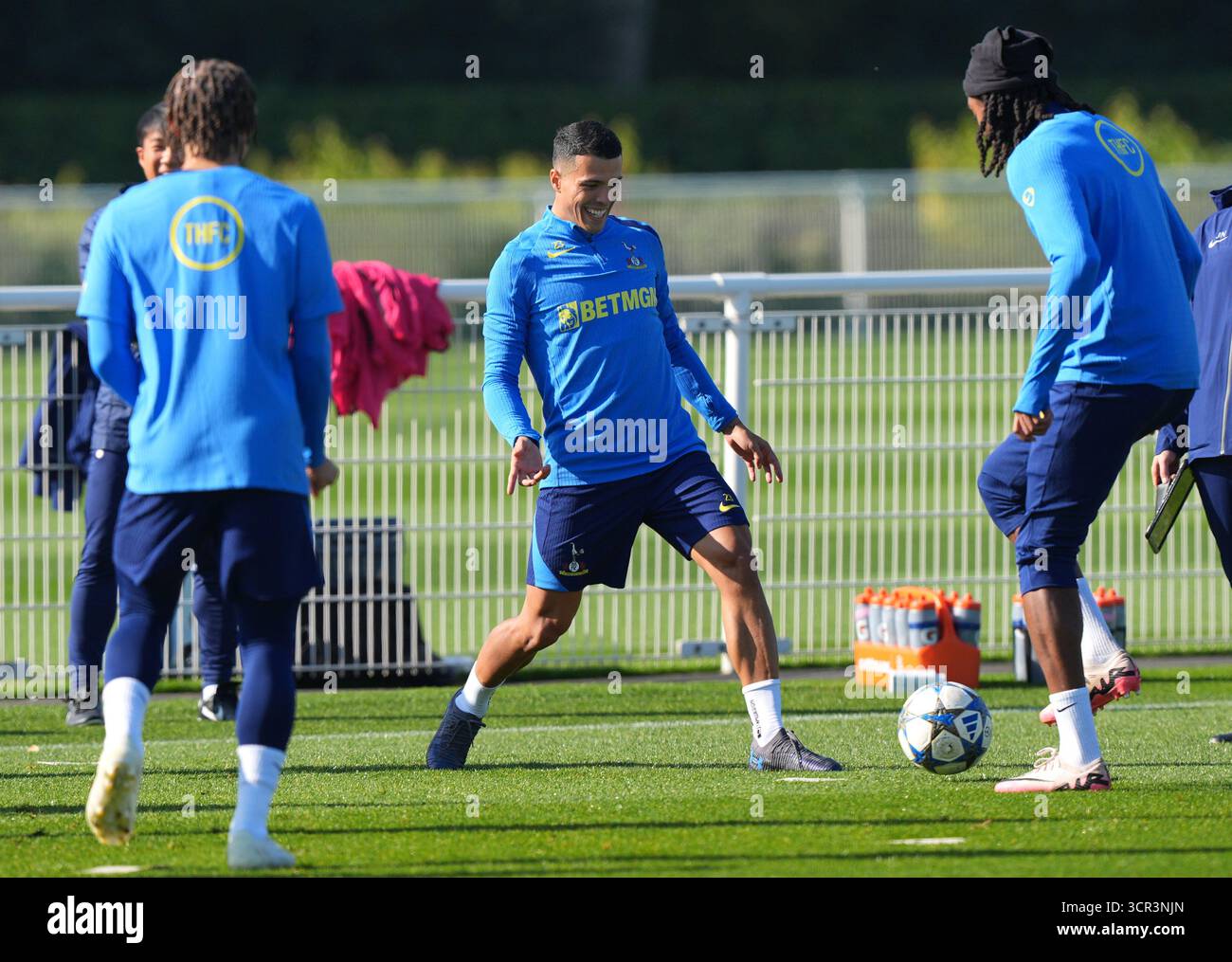 Tottenham Hotspur's Pedro Porro (centre) during a training session at ...