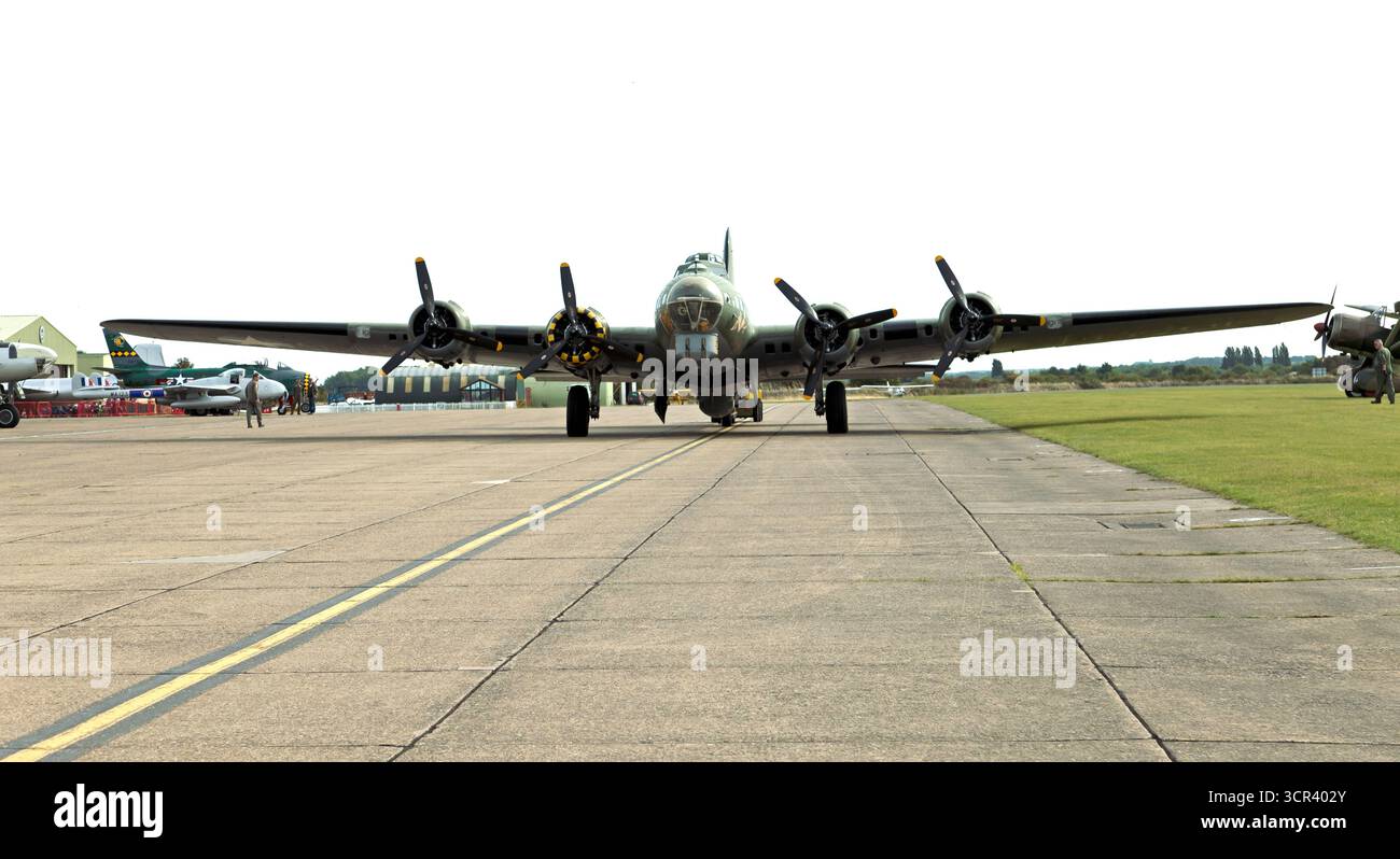 Front view of Sally B, the 1945, Boeing B-17 Flying Fortress, sitting ...