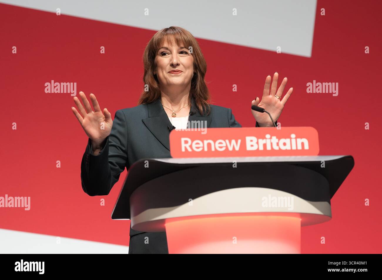 Chancellor of the Exchequer Rachel Reeves makes a speech during the ...