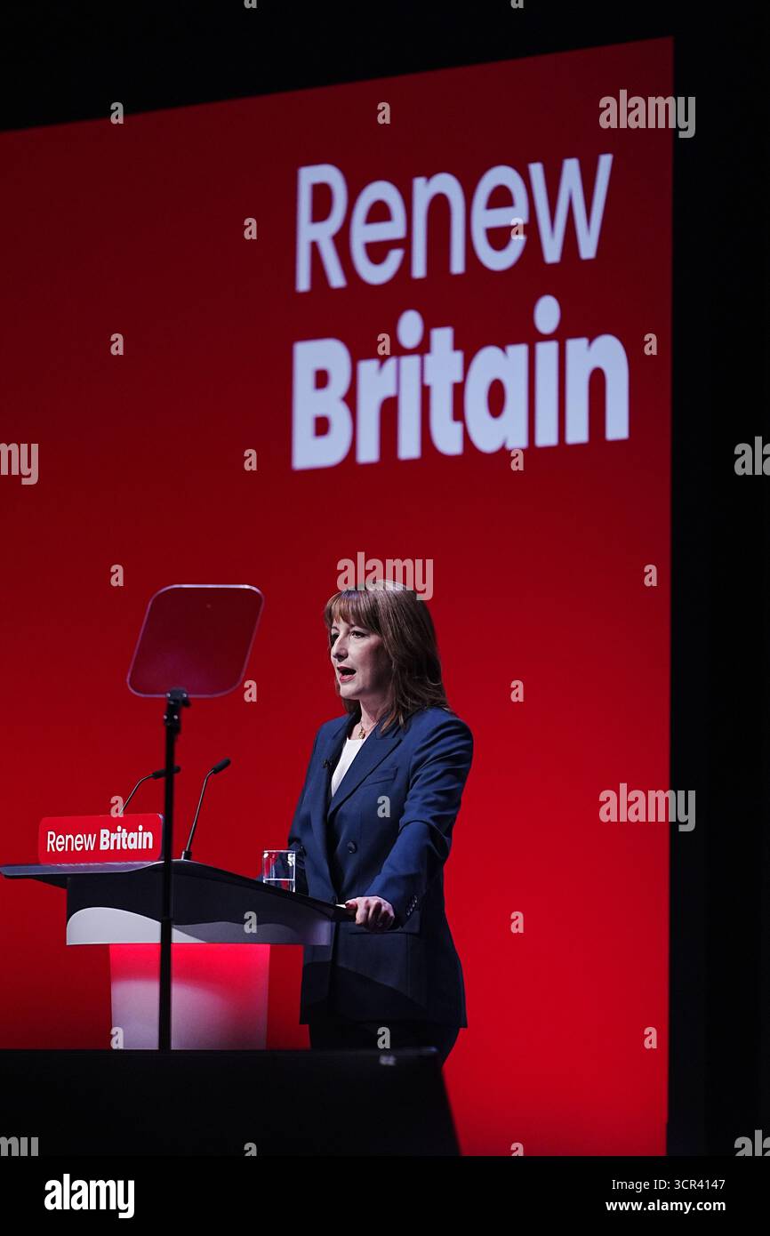 Chancellor of the Exchequer Rachel Reeves makes a speech during the ...