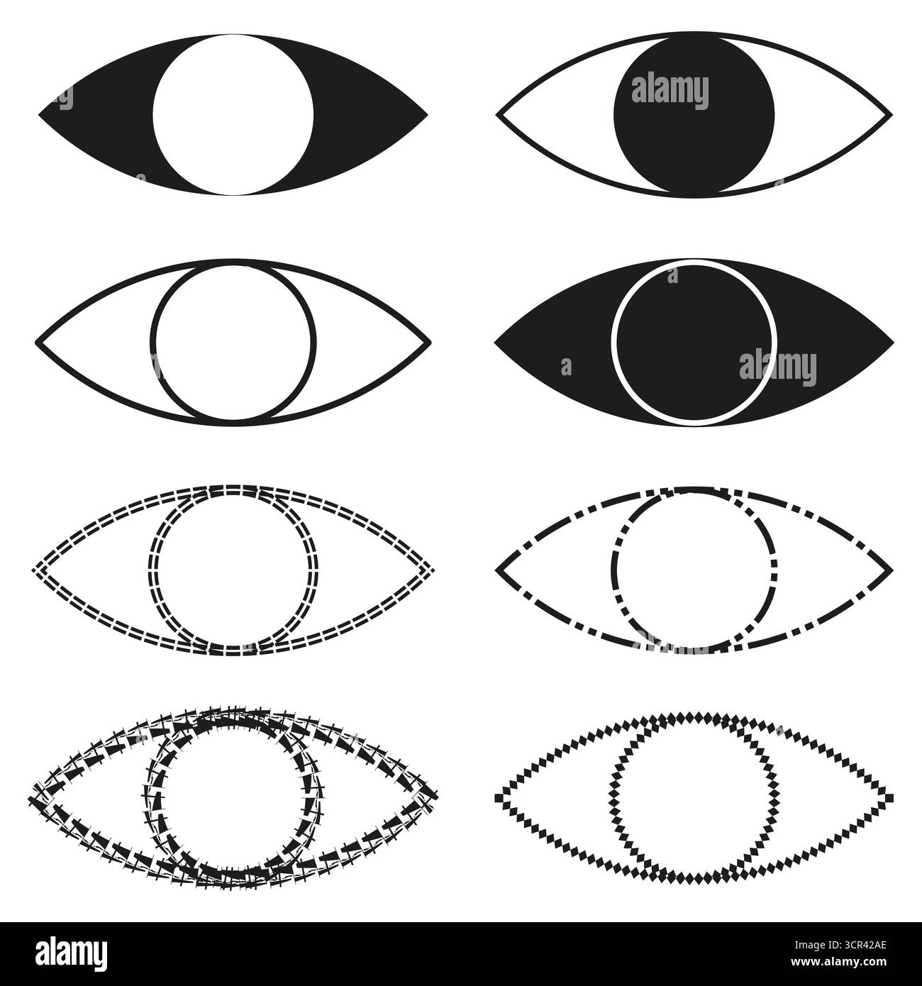 Eye icon set. Watching human symbols. Vision emblem collection. Vector ...