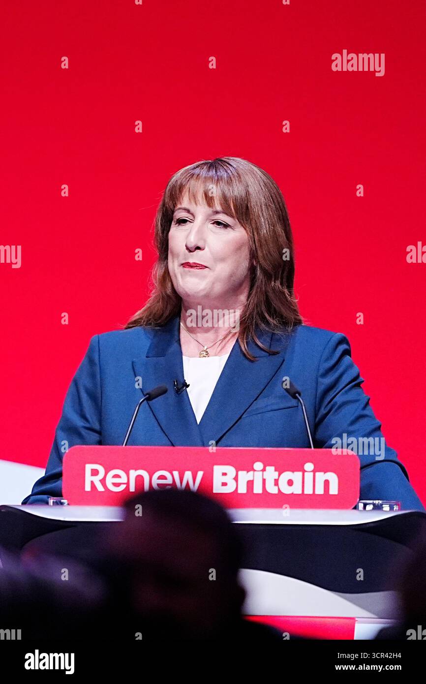 Chancellor of the Exchequer Rachel Reeves makes a speech during the ...
