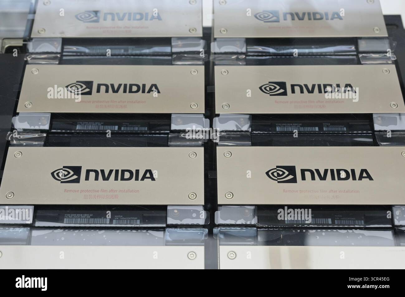 NVIDIA HGX H100 8GPU 80GB display card product display in the shop on September 23, 2025 in ...