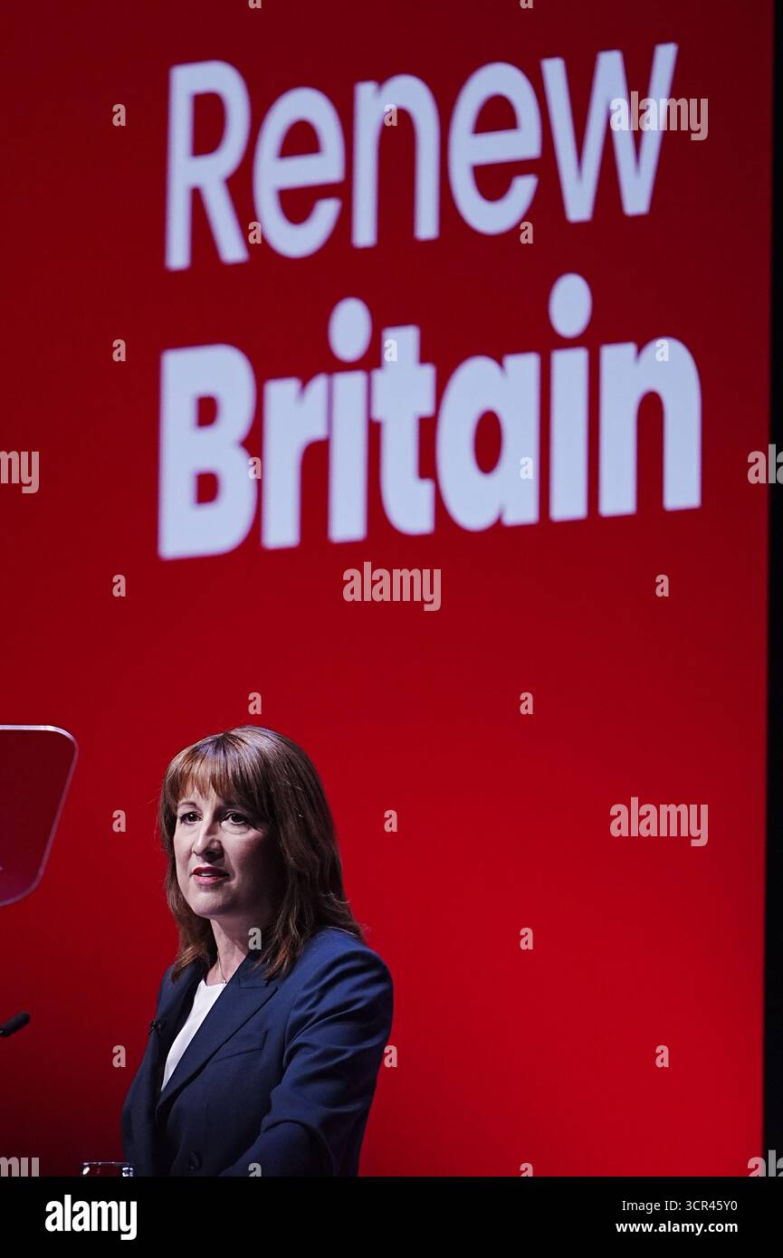Chancellor of the Exchequer Rachel Reeves makes a speech during the ...