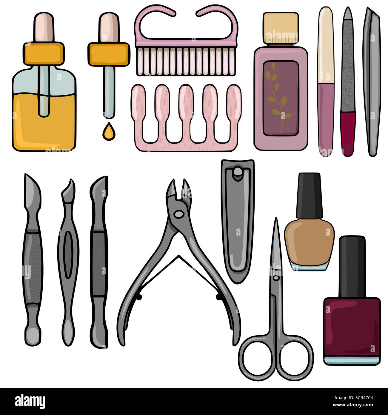 A comprehensive vector collection of manicure and nail care tools ...