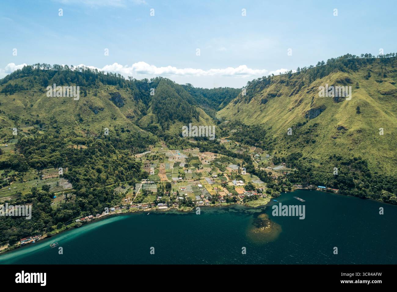 Aerial view of Lake Toba, the biggest caldera in the world, North ...
