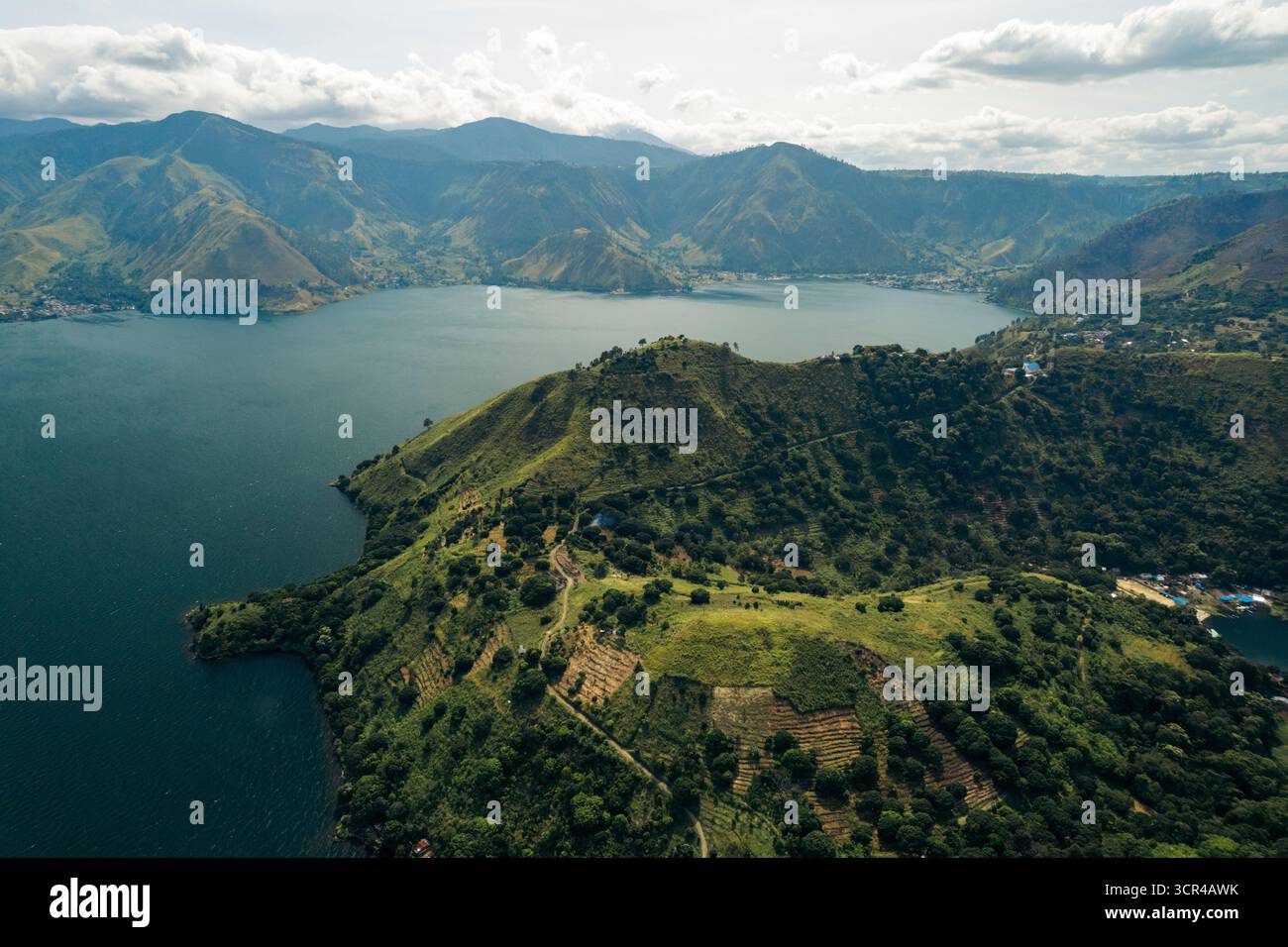 Aerial view of Lake Toba, the biggest caldera in the world, North ...
