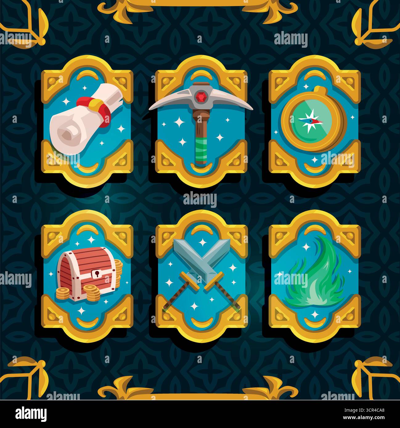 Mini Composition of Fantasy RPG Game Icons and User Interface Elements ...