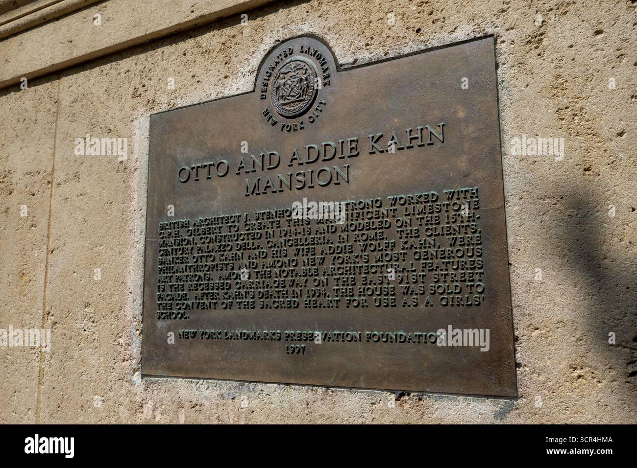 Otto and Addie Kahn Mansion Landmark Sign, New York City, USA 2025 ...
