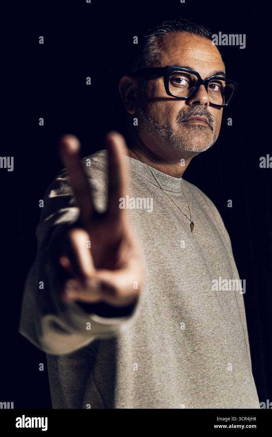 The rapper Nach, poses for Europa Press, after an interview for Europa Press, on September 29 ...