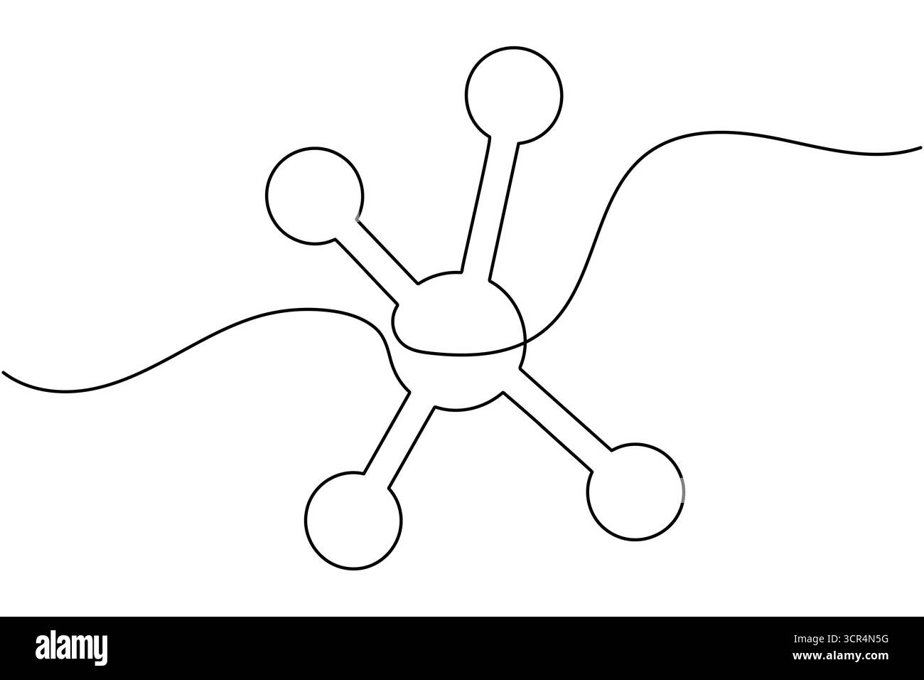 Molecule structure continuous one line drawing chemistry science vector ...