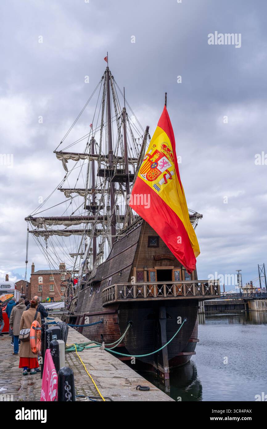 The "Galeon Andalucia", moored in Albert Dock, Liverpool, UK. This ship ...