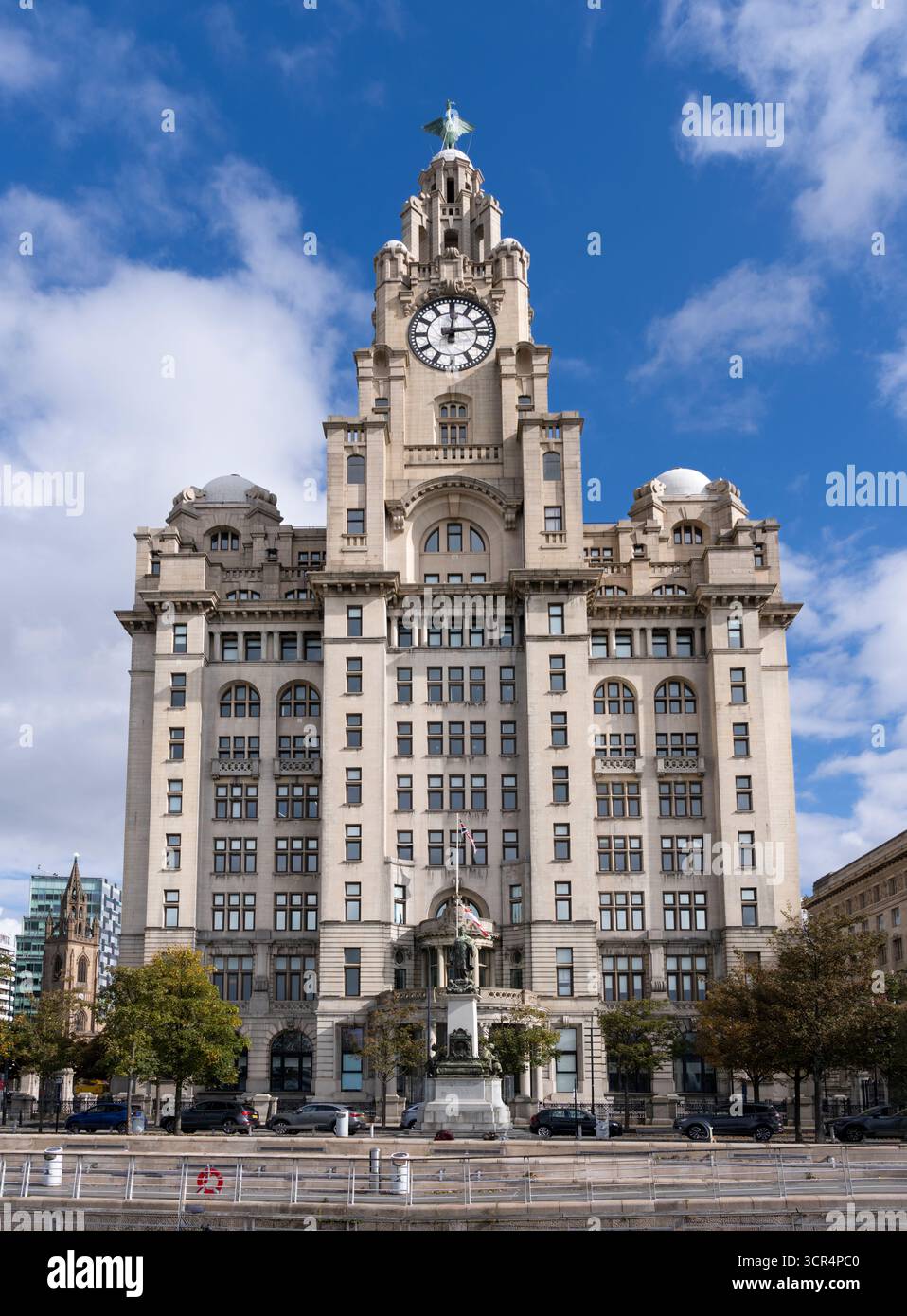 A front view of the iconic, Liver Building, near the River Mersey ...