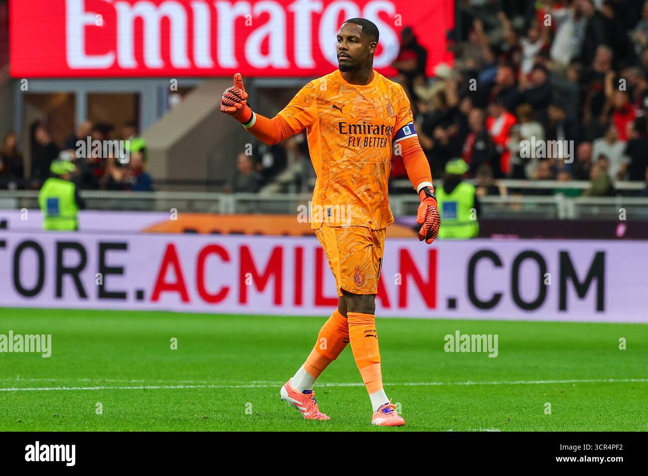 Mike Maignan of AC Milan gestures during Serie A 2025/26 football match ...