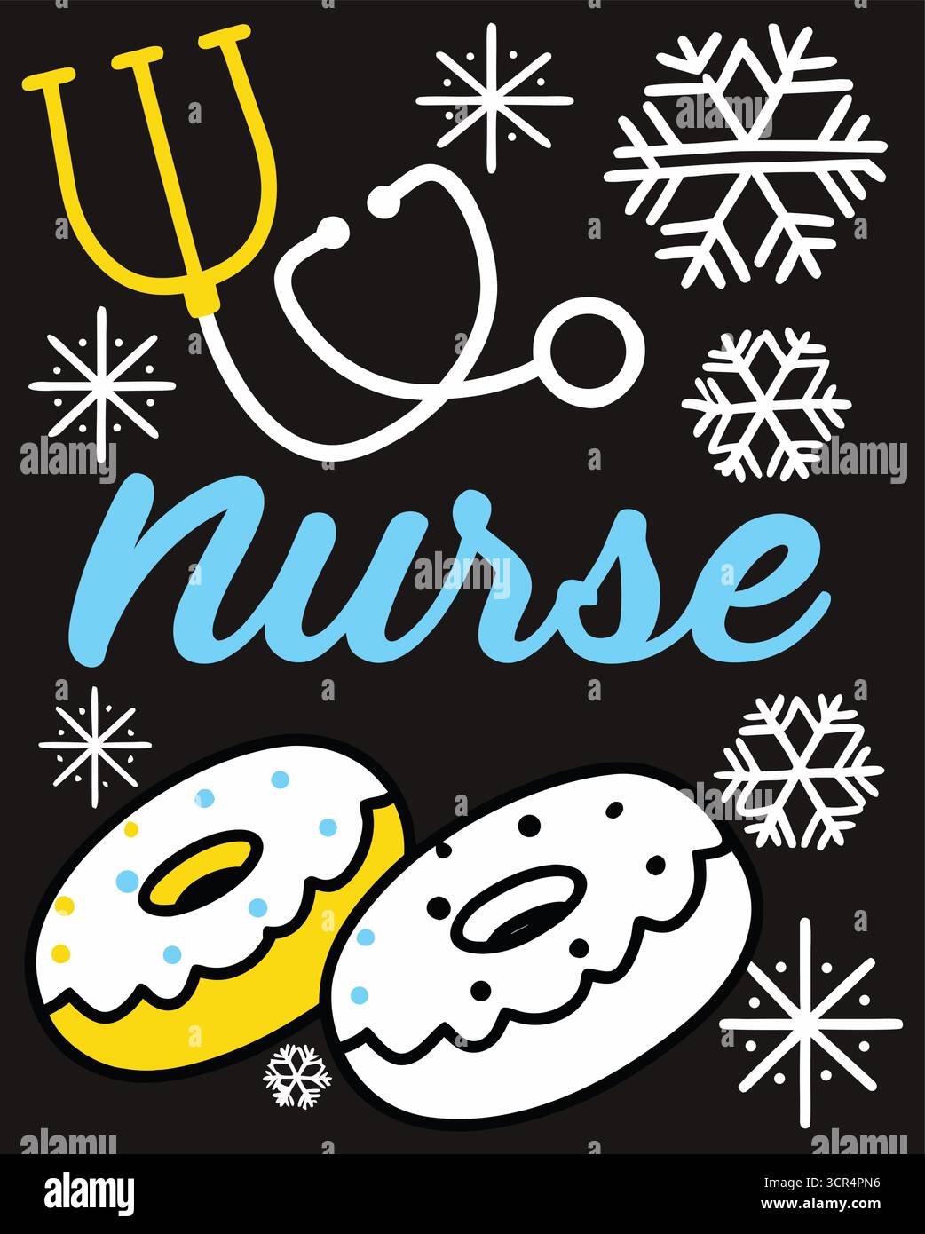 Festive Winter Nurse Appreciation Graphic with Stethoscope, Donuts, and ...