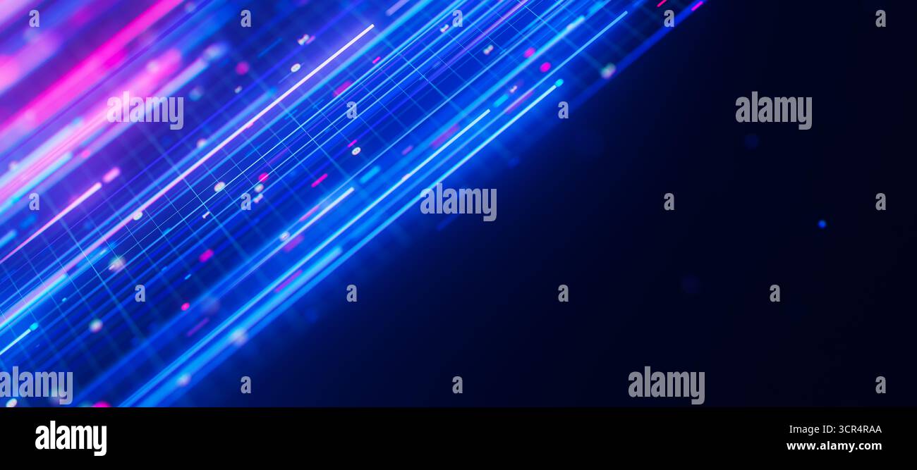 Bigdata light speed upward flow with a place for text. Abstract digital data stream of quantum ...