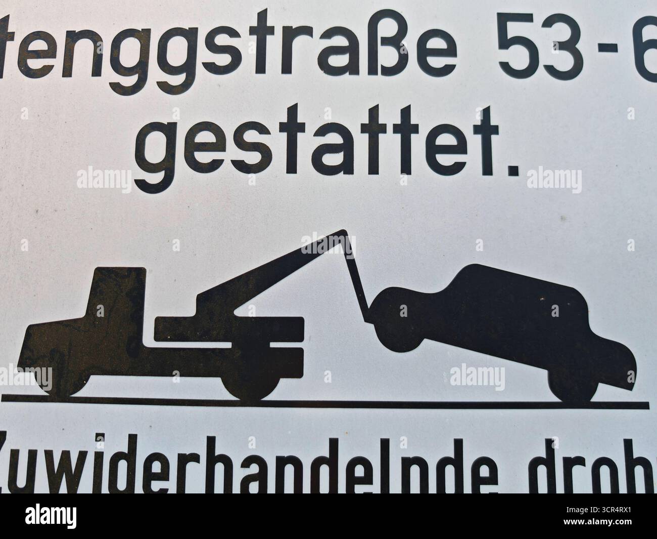 Attention towing zone traffic sign, no parking and no stopping ...