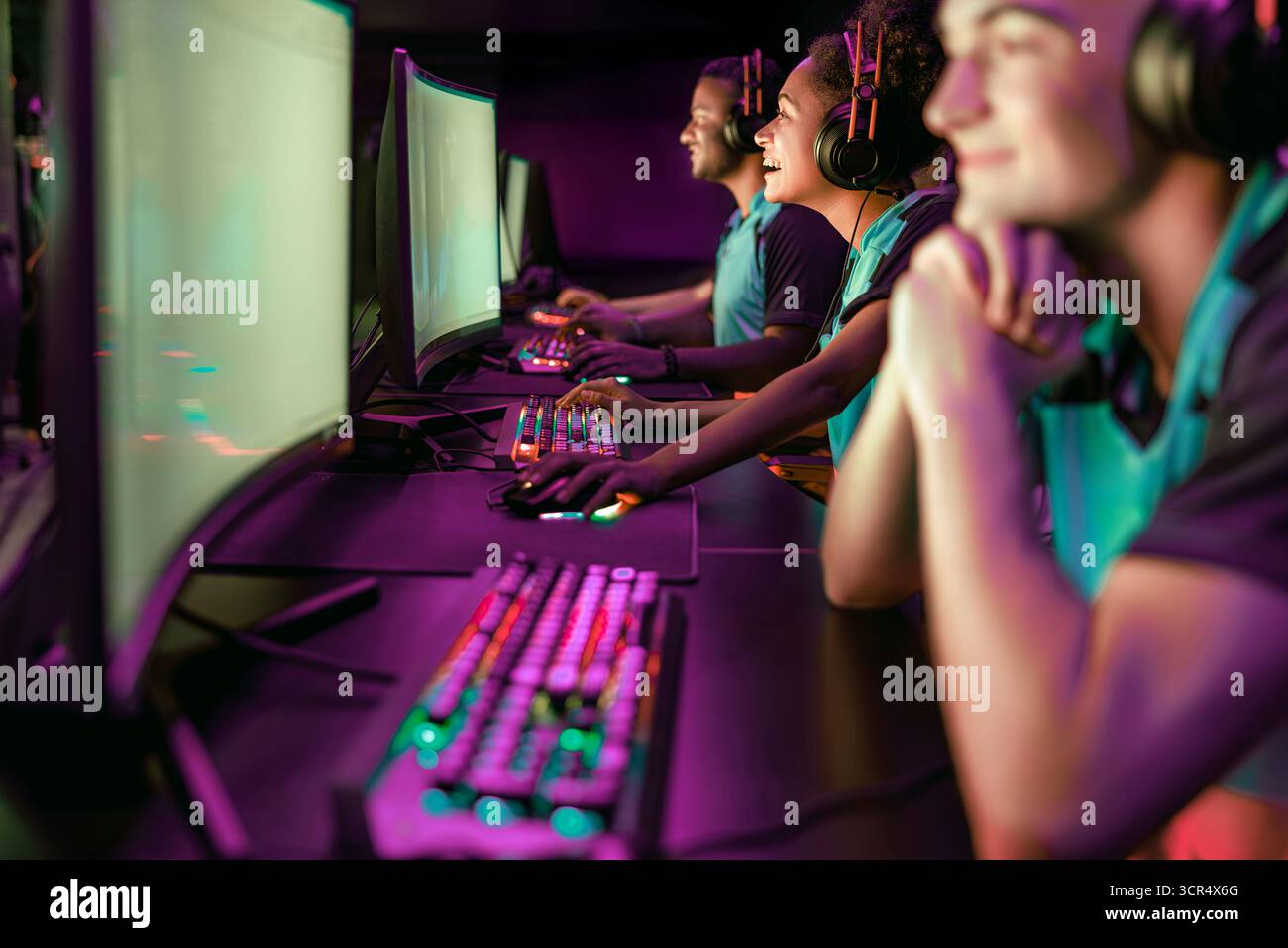 Energetic Gamers Engaging in a Thriving and Modern Gaming Environment ...